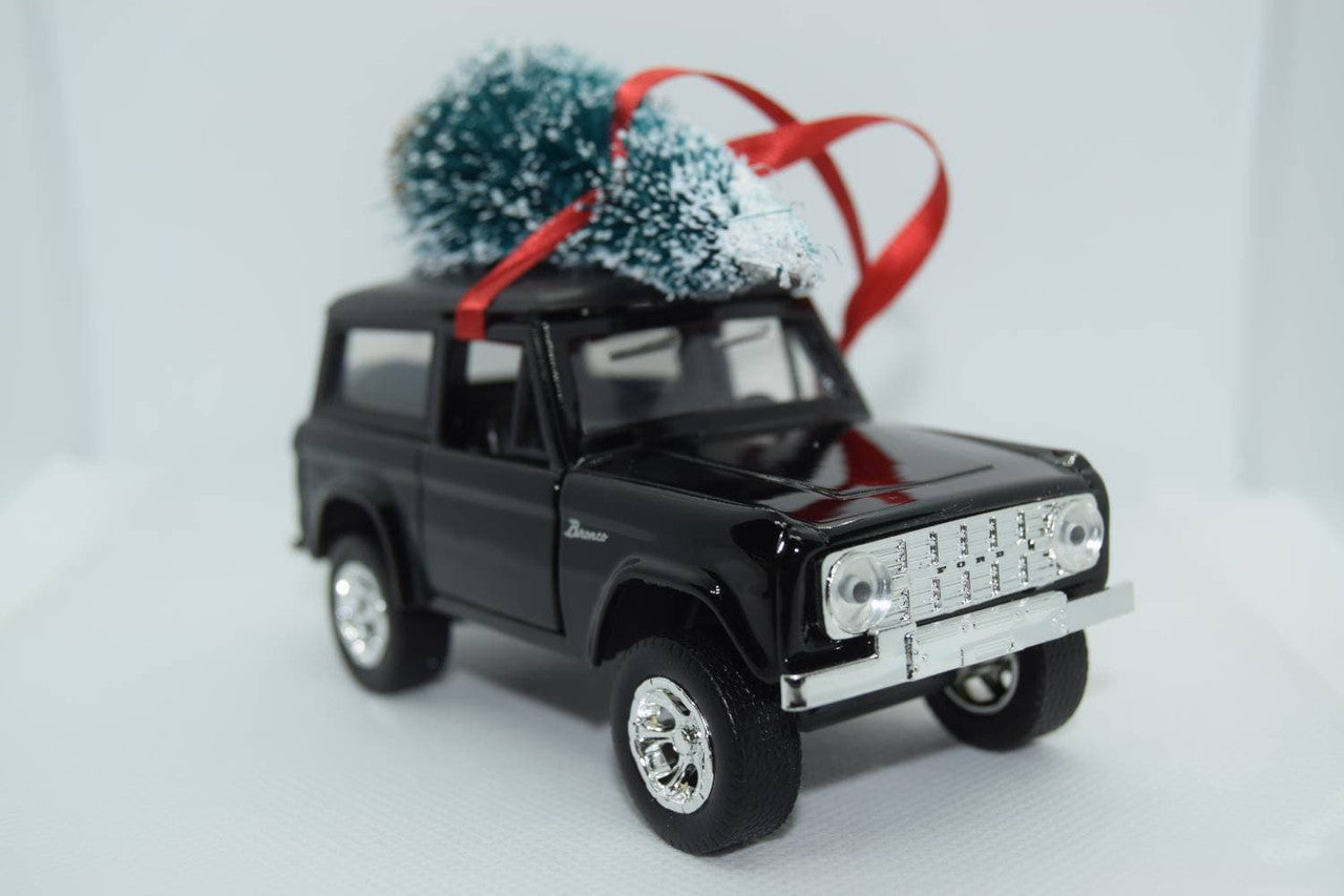 Ford Bronco Black Christmas Ornament with Tree – Offroad Collectibles